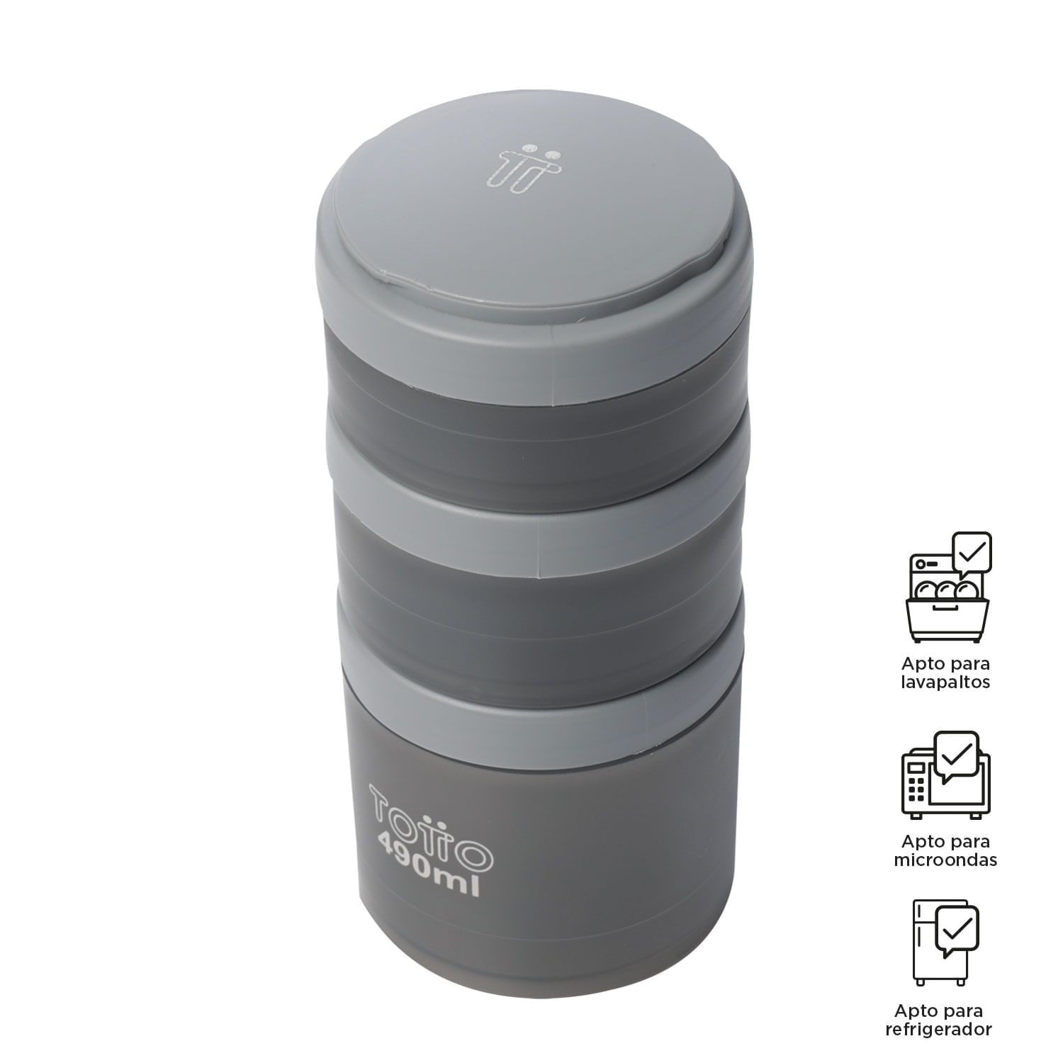 Portacomidas para almuerzo Snacks Gris | Totto