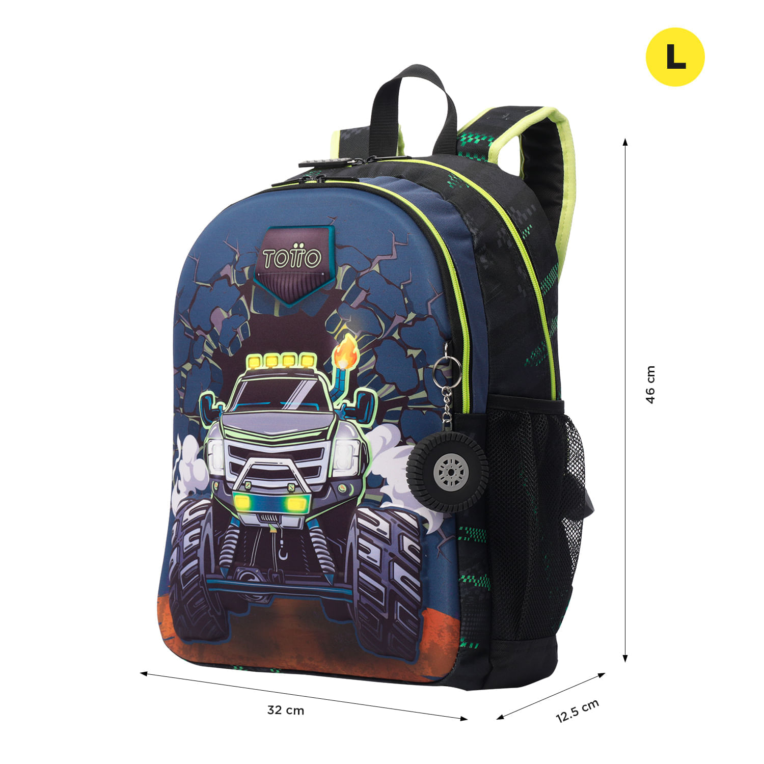 Morral para Niño Monster Race Grande Negro | Totto