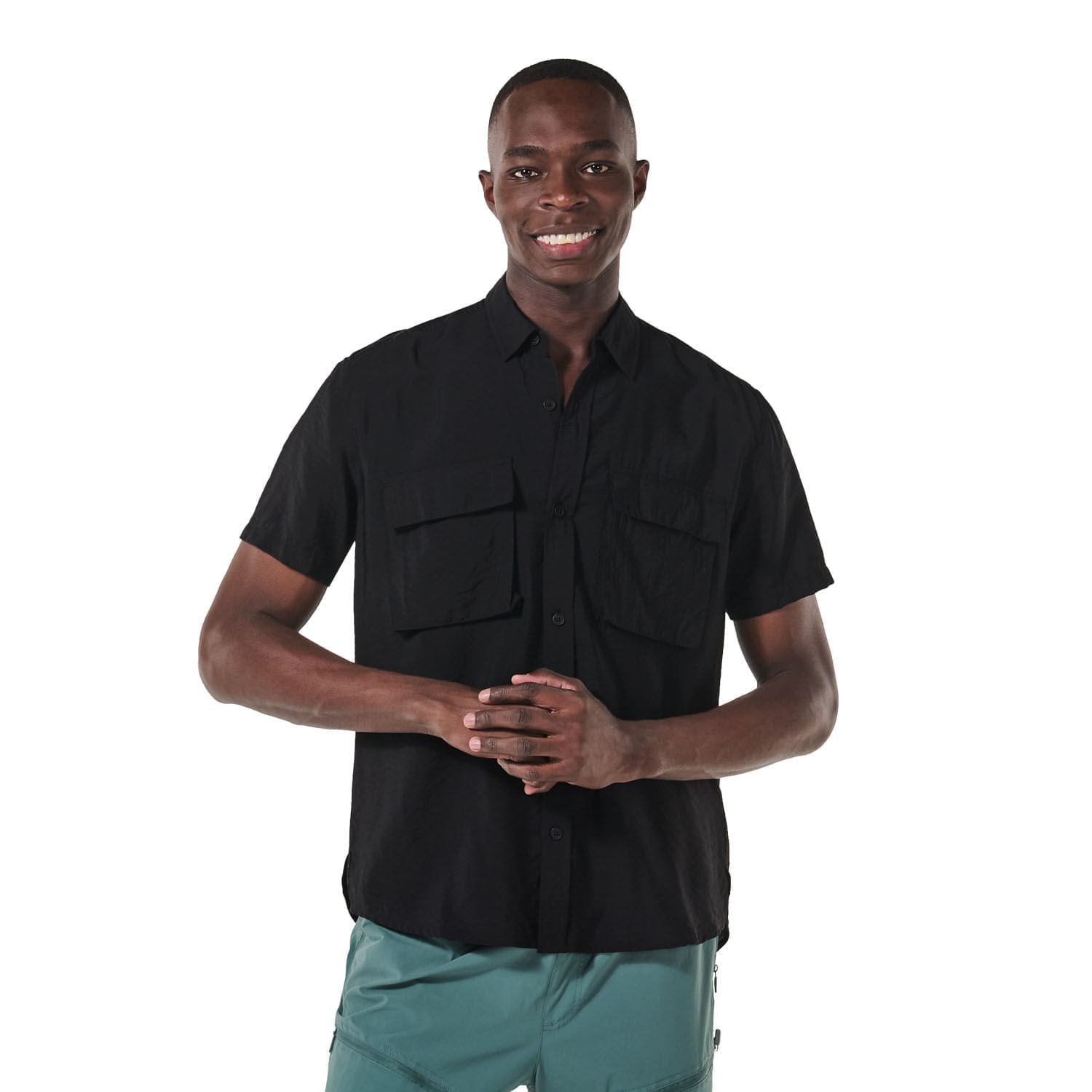 Camisa para Hombre Derby Manga Corta Xxl Negra | Totto