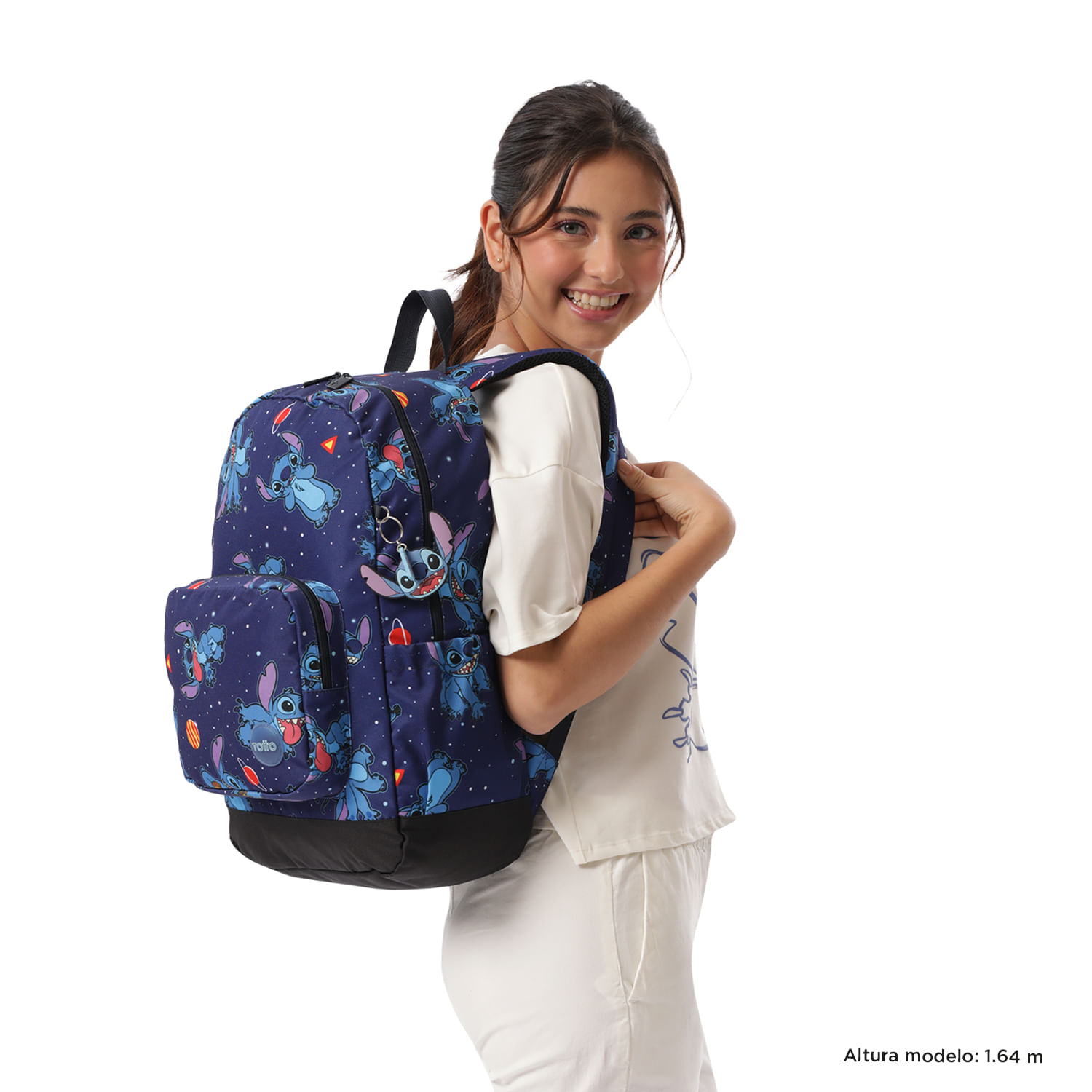 Mochila Totto para Niña Stitch Ohana Grande Porta PC 14" Azul