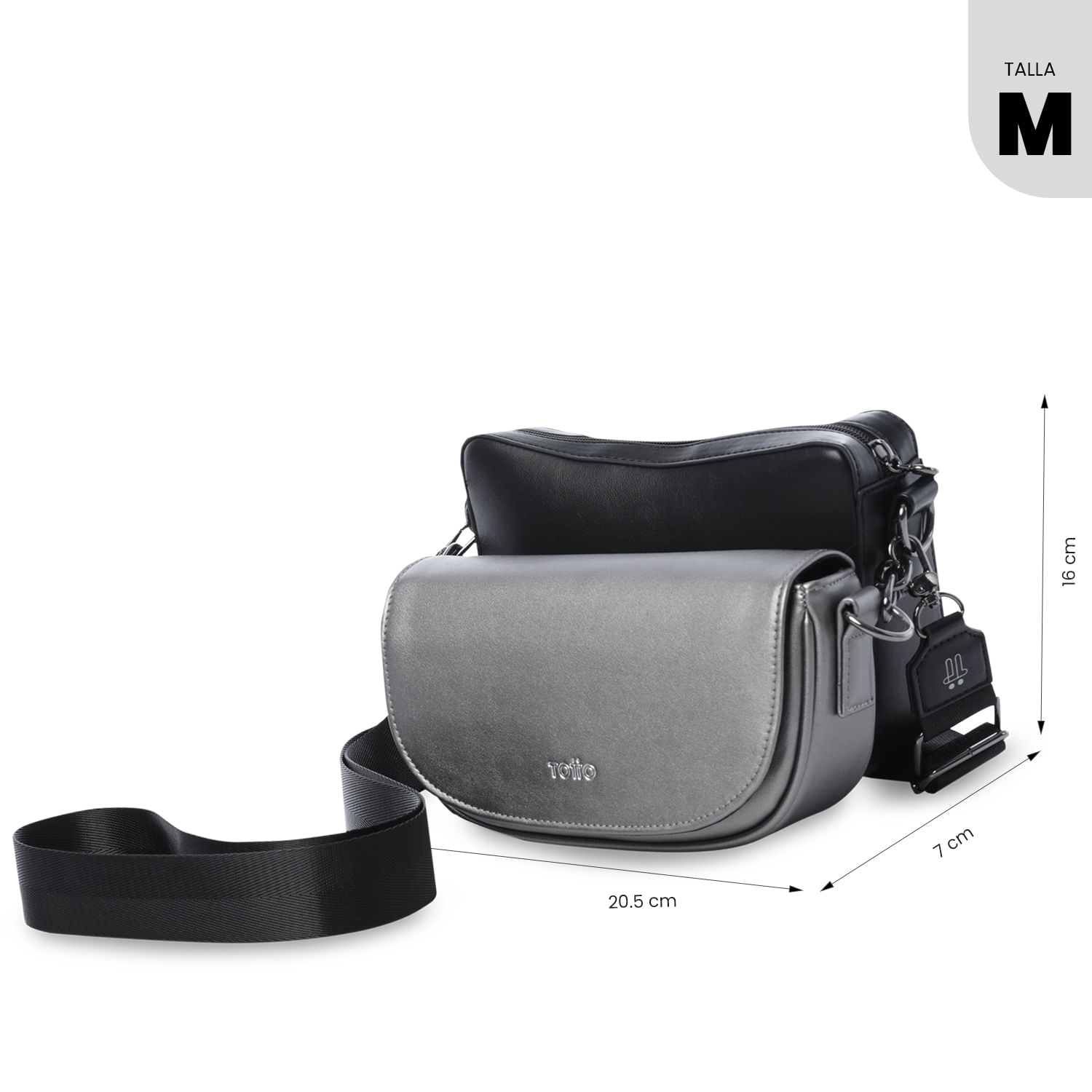 Bolso para Mujer Style 2 en 1 tipo Crossbody Pequeño Gris | Totto