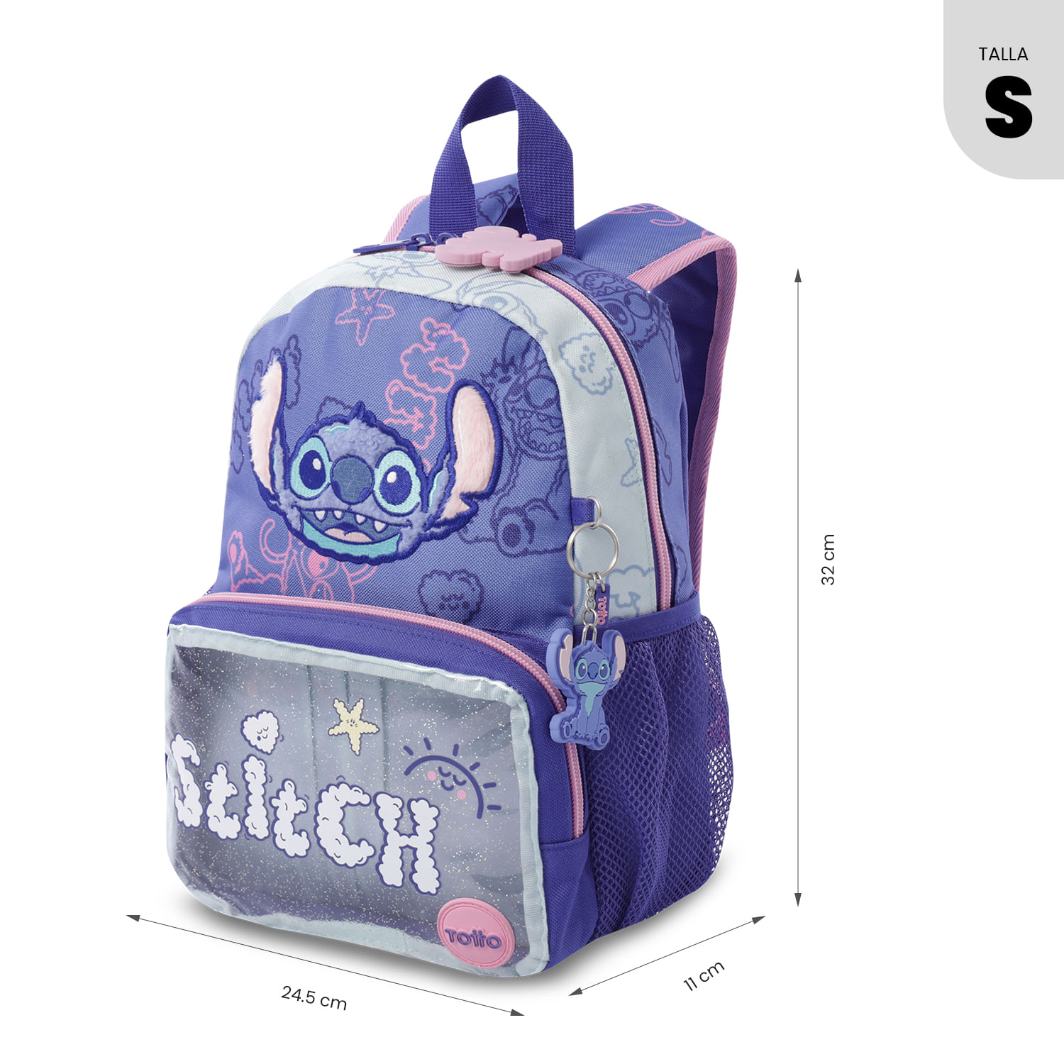 Maleta para el Colegio Niña Stitch On The Beach Pequeña Azul | Totto