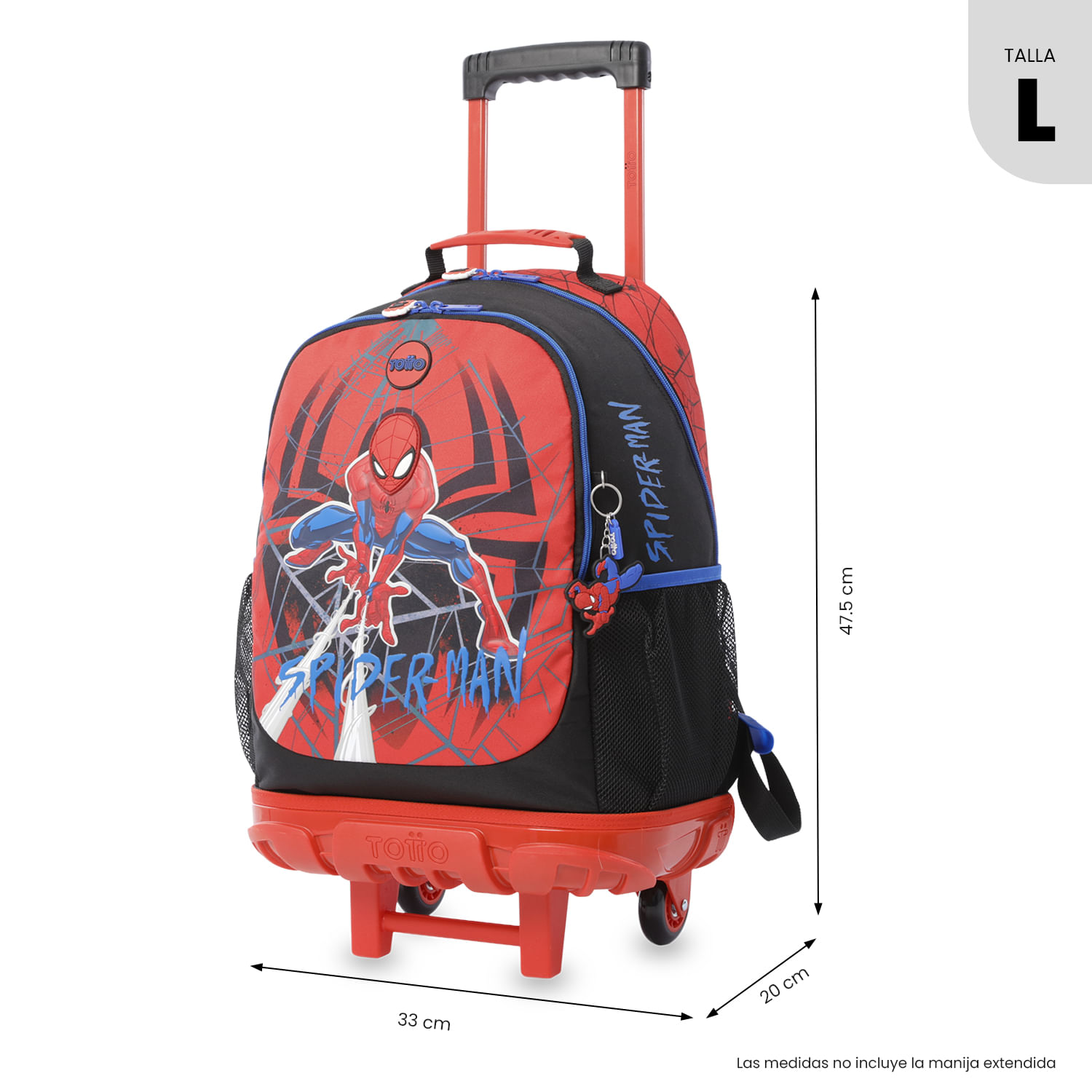 Morral con ruedas para Niño Spiderman Urban Grande Rojo | Totto